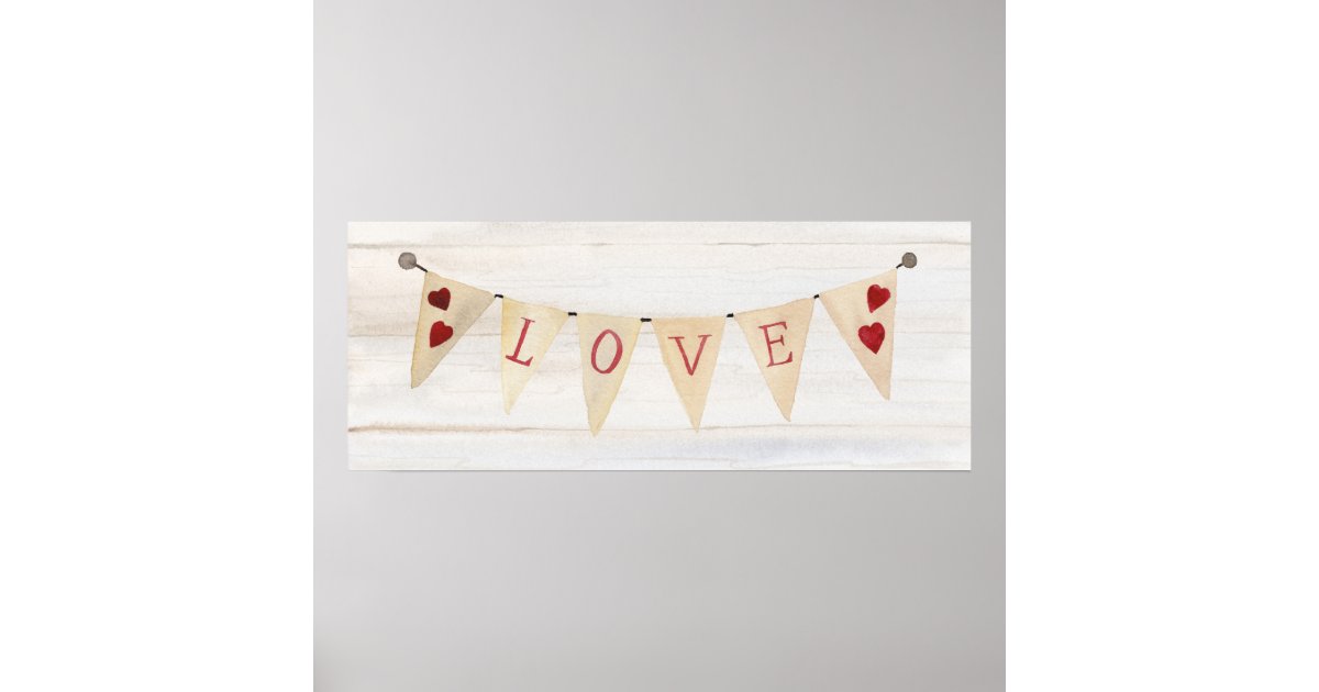 Rustic Valentine Banner II Poster | Zazzle