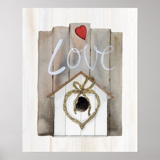 Rustic Valentine Birdhouse Poster | Zazzle.com