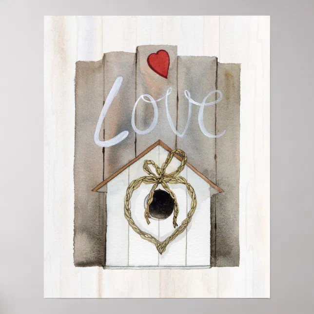 Rustic Valentine Birdhouse Poster | Zazzle