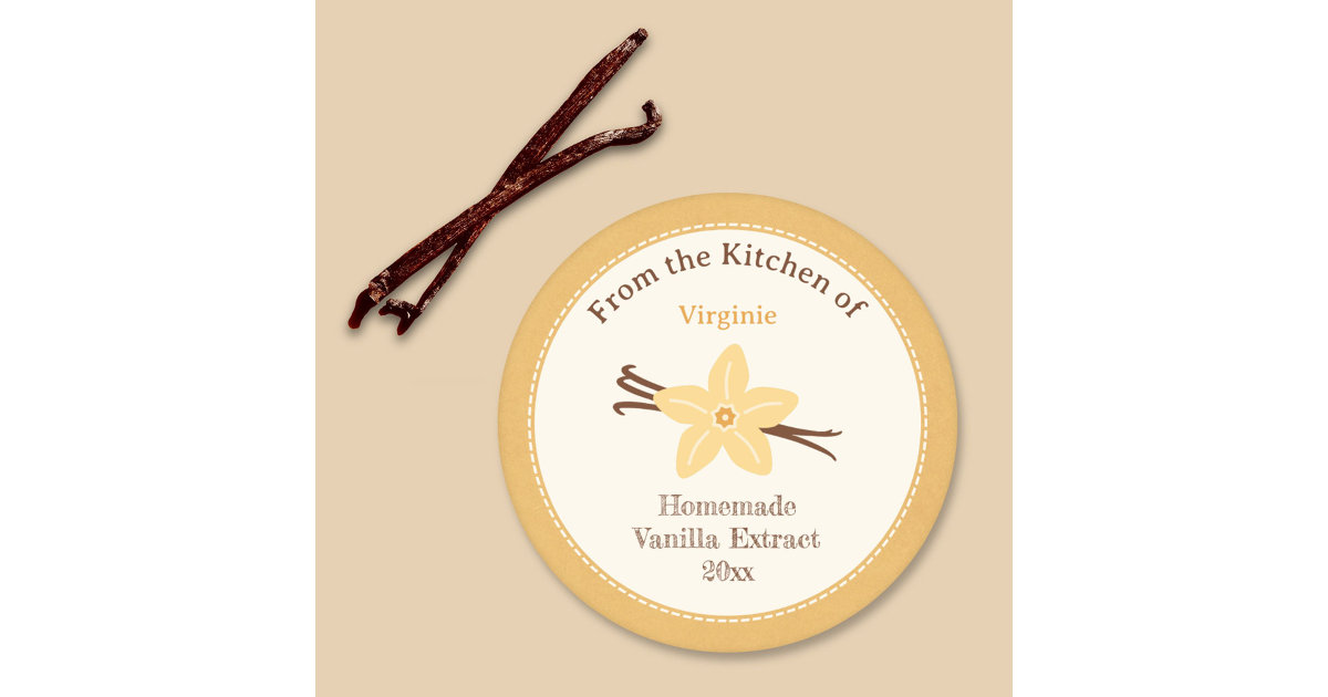 Rustic Vanilla Extract Label Kraft Sticker | Zazzle