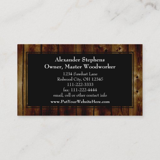 Rustic Vertical Wood Boards Carpentry Construction Business Card | Zazzle