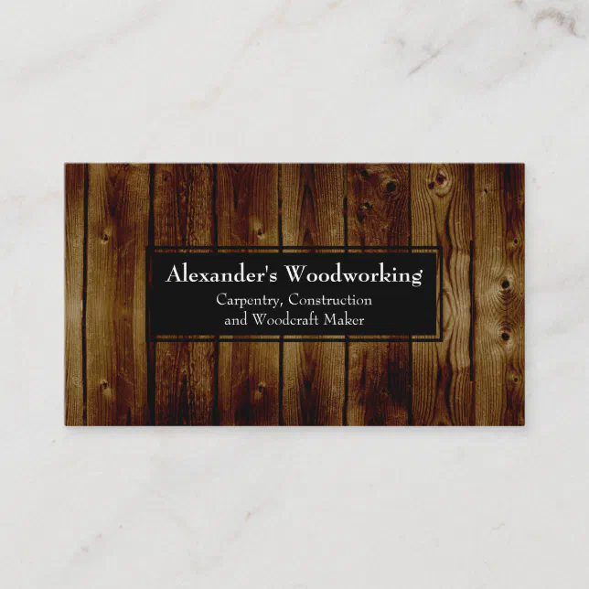 Rustic Vertical Wood Boards Carpentry Construction Business Card | Zazzle
