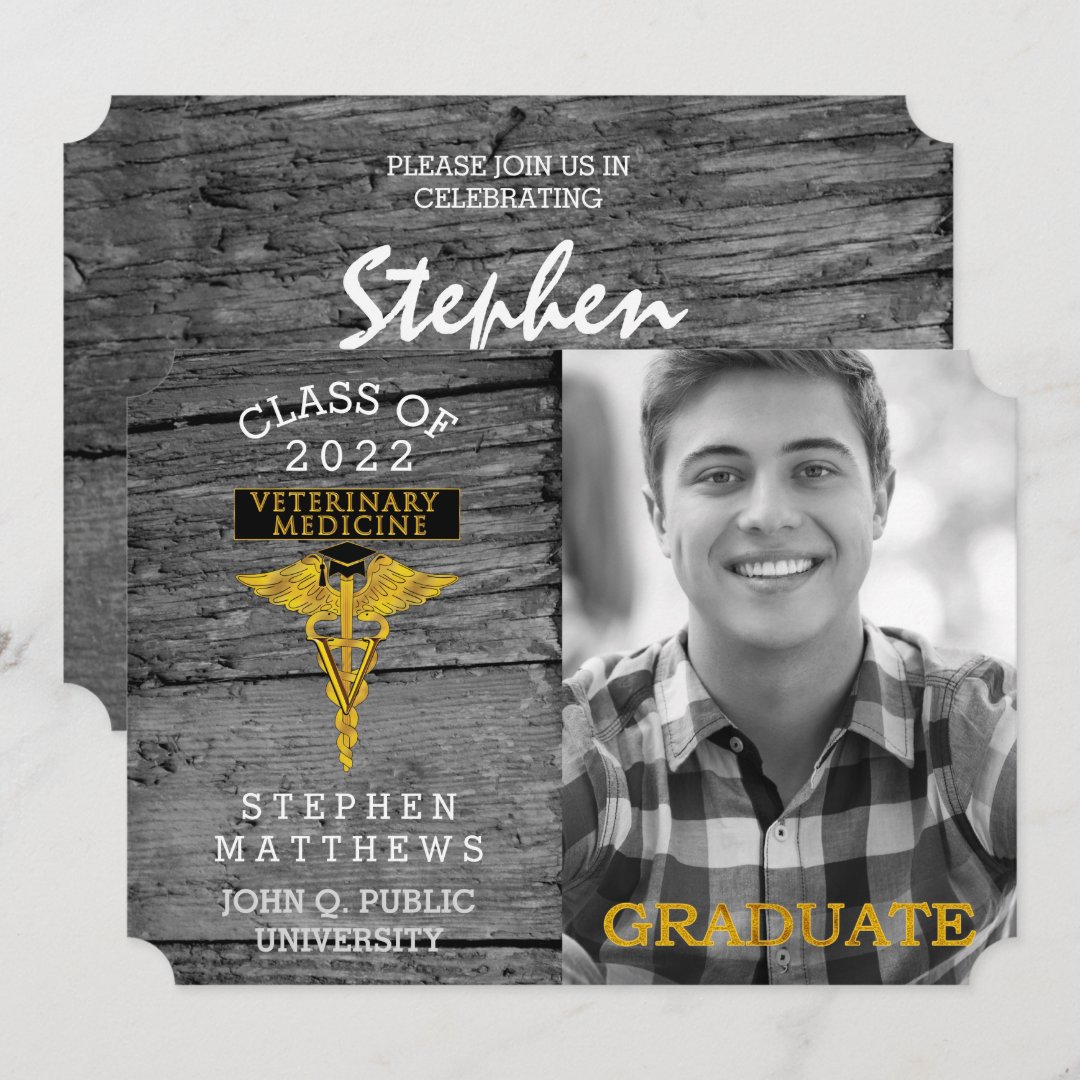 Rustic Veterinarian Veterinary Medicine Graduation Invitation | Zazzle