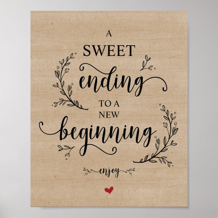 Rustic Vines Wedding Dessert sign | Zazzle