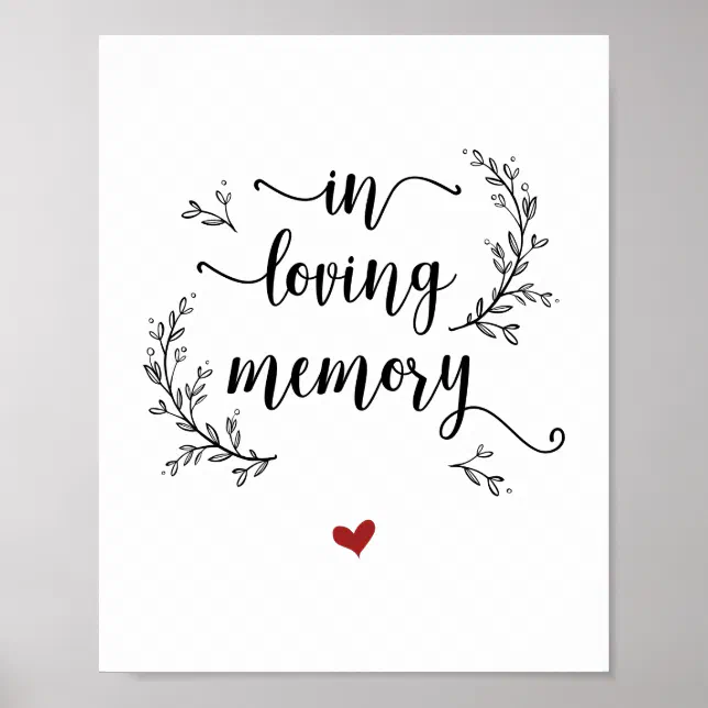 Rustic Vines Wedding In loving memory, memorial Poster | Zazzle