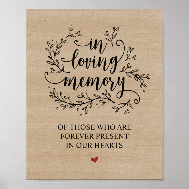 Rustic Vines Wedding Memorial Sign | Zazzle