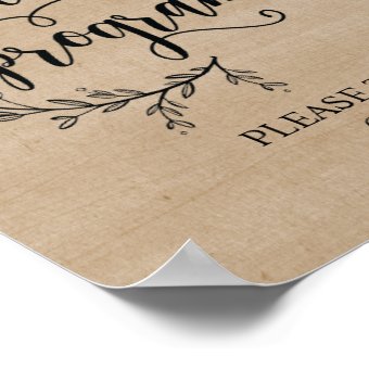 Rustic Vines Wedding Program sign | Zazzle