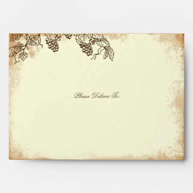 Rustic Vineyard Wedding - A7 Envelope - Brown | Zazzle