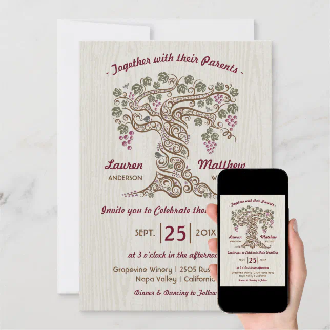 Rustic Vineyard Wedding Invitation | Zazzle