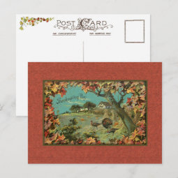 Rustic Vintage Autumn Country Scene Postcard | Zazzle