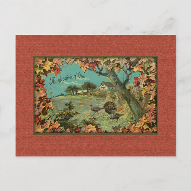 Rustic Vintage Autumn Country Scene Postcard | Zazzle