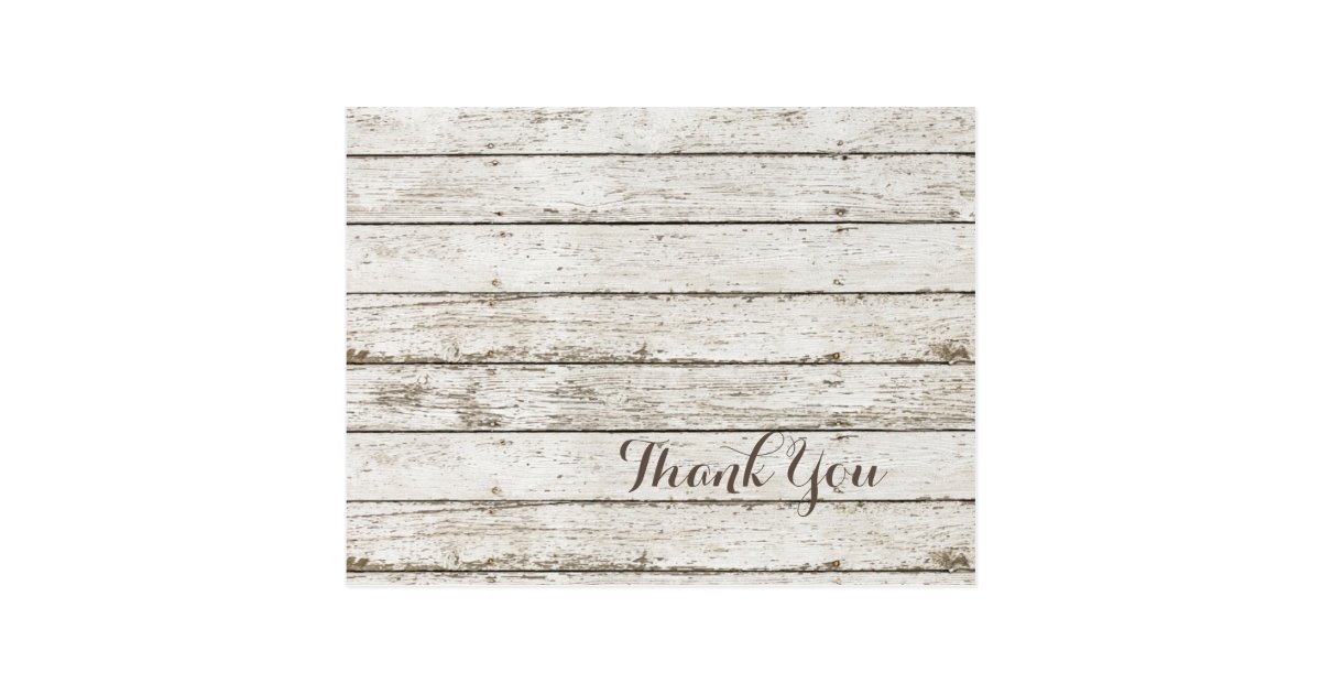 rustic vintage barn wood barn wedding thank you postcard | Zazzle.com