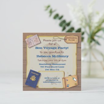 Rustic Vintage Bon Voyage Party Invitation | Zazzle