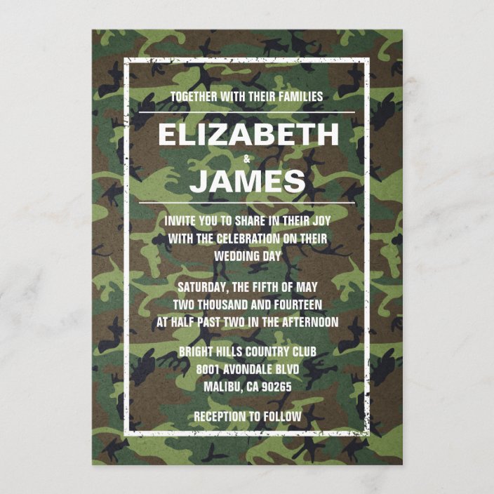 Rustic Vintage Camo Wedding Invitations | Zazzle.com