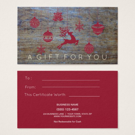Rustic Vintage Christmas Gift Card Certificate | Zazzle.com