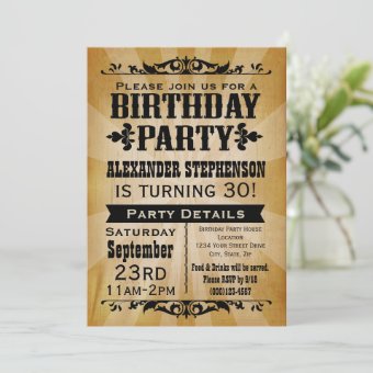 Rustic Vintage Country Birthday Party Invitation | Zazzle