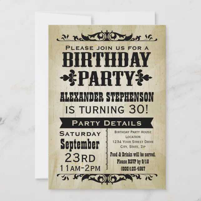 Rustic Vintage Country Birthday Party Invitation | Zazzle