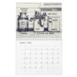 Rustic Vintage Country Farm Art 2024 Calendar | Zazzle
