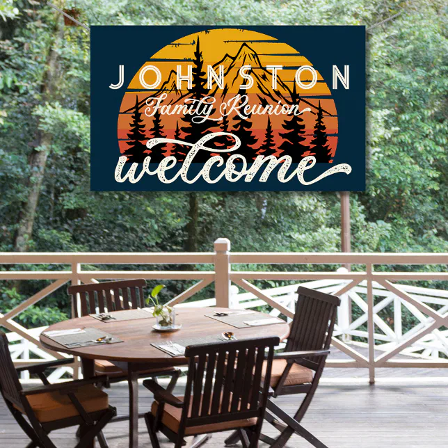 Rustic Vintage Family Reunion Retro Sunset Welcome Banner | Zazzle
