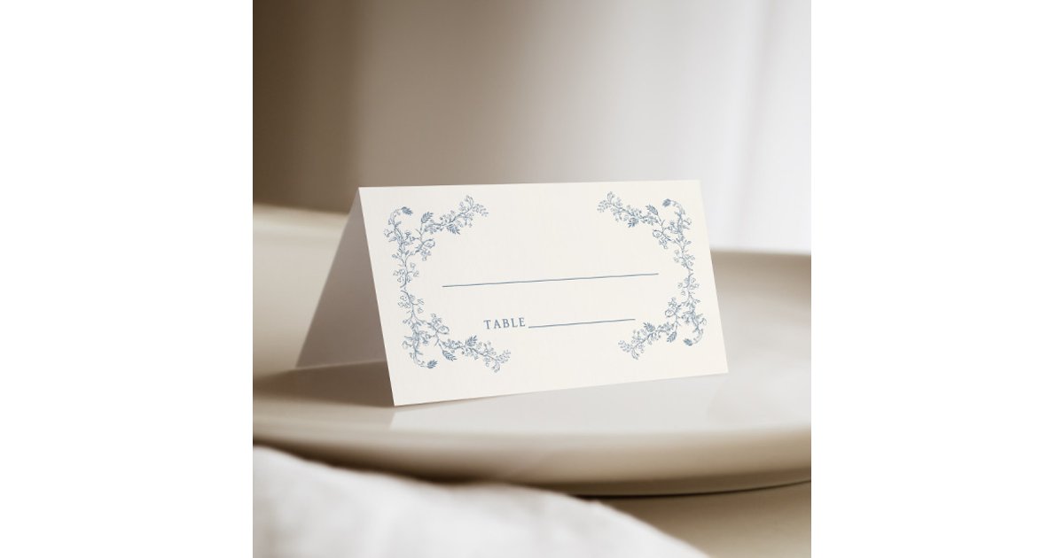 Rustic Vintage Floral Frame Wedding Place Card | Zazzle
