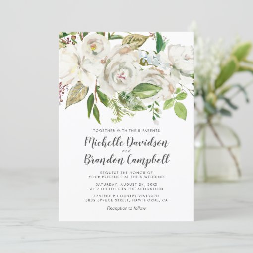 Rustic Vintage Floral Wedding Invitation | Zazzle