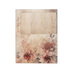 Rustic Vintage Floral Weekly Planner Notepad | Zazzle