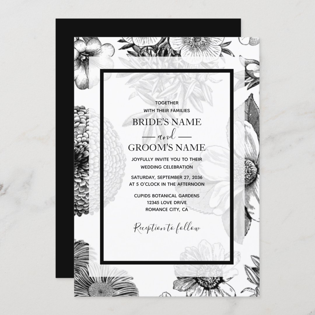 Rustic Vintage Flowers Wedding Invitations | Zazzle