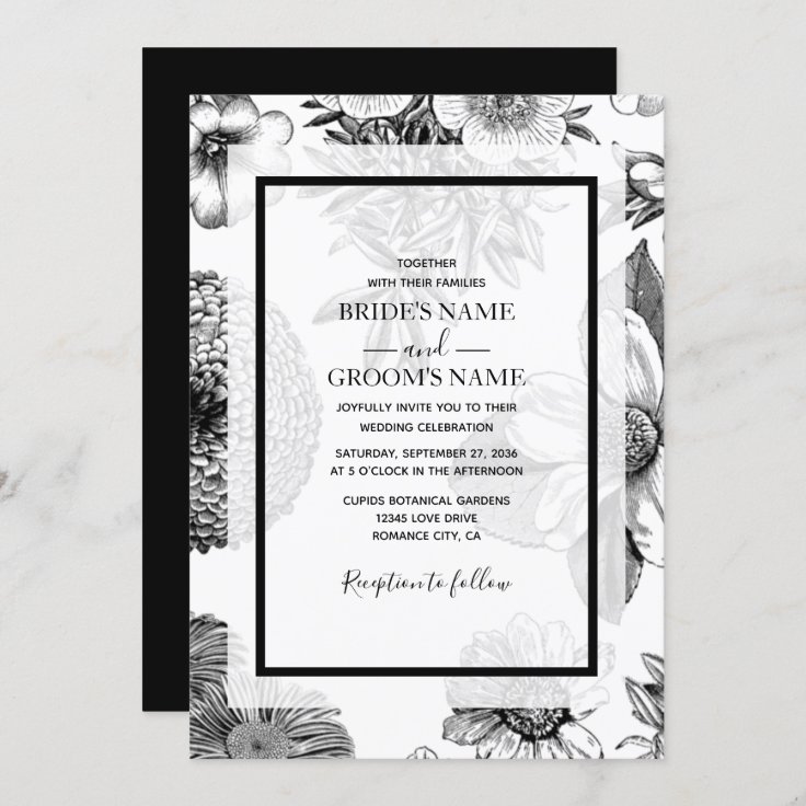 Rustic Vintage Flowers Wedding Invitations | Zazzle