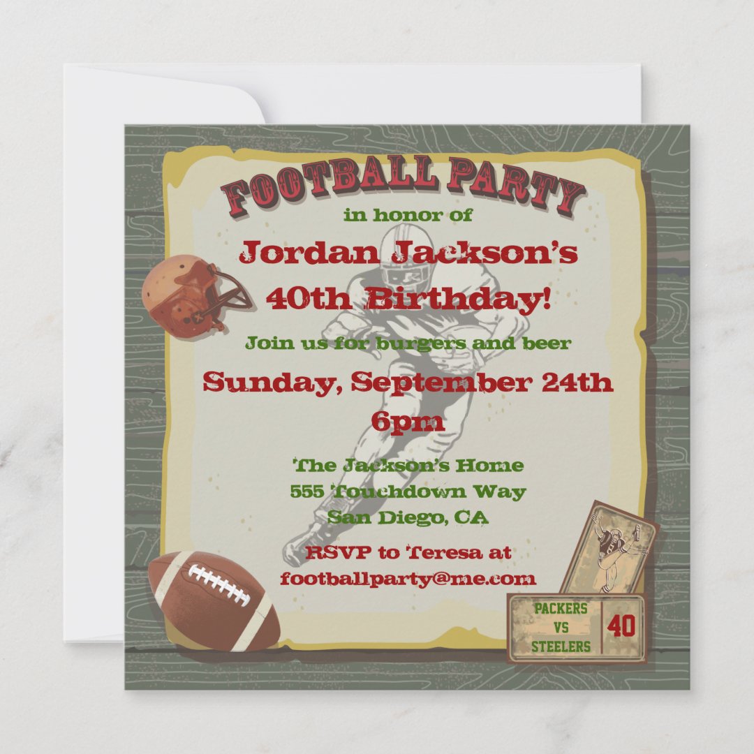 Rustic Vintage Football Party Invitations | Zazzle