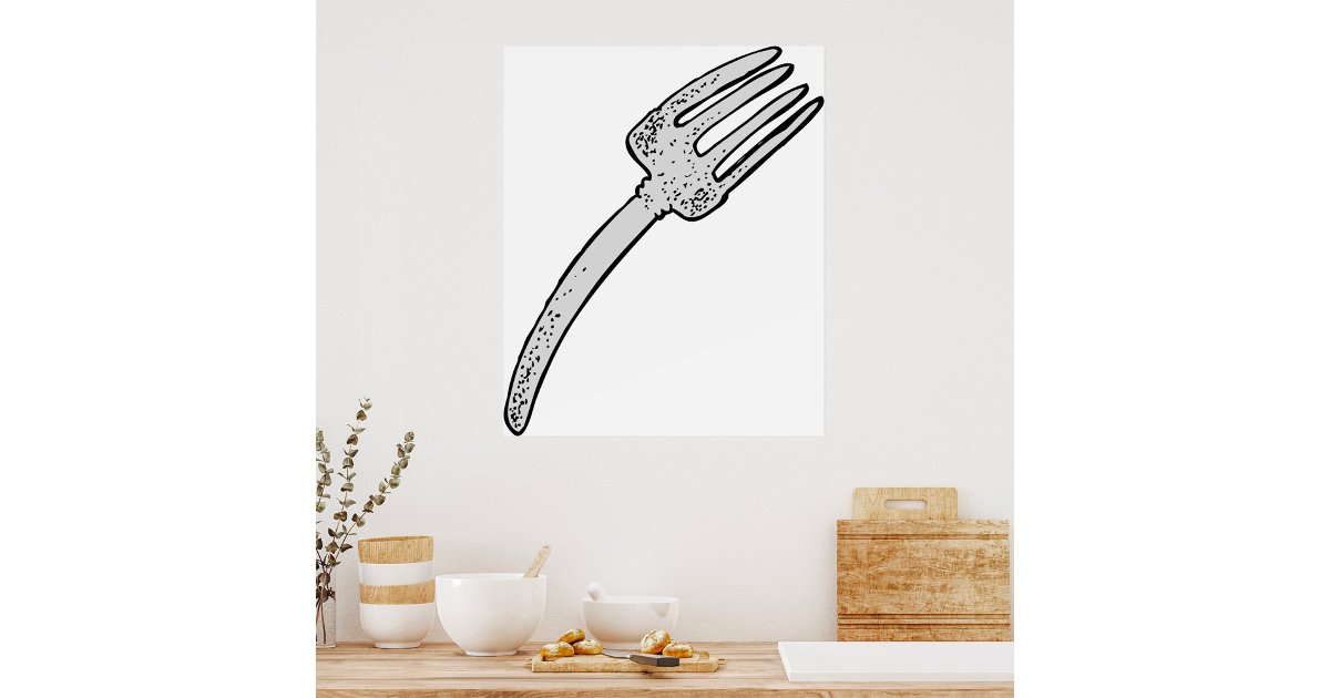 Rustic Vintage Fork Retro Cutlery Poster | Zazzle