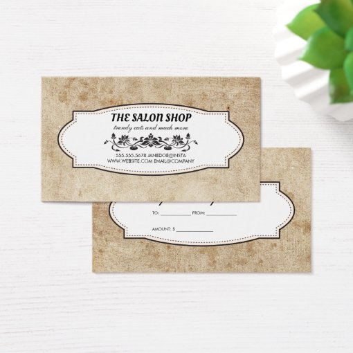 Rustic Vintage Gift Certificate | Zazzle