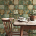 Rustic Vintage Green Tiles Wallpaper | Zazzle