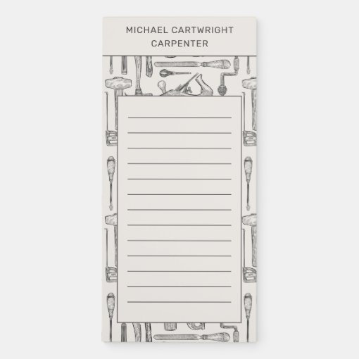 Rustic Vintage Hand Tools Handyman Carpenter Magnetic Notepad | Zazzle