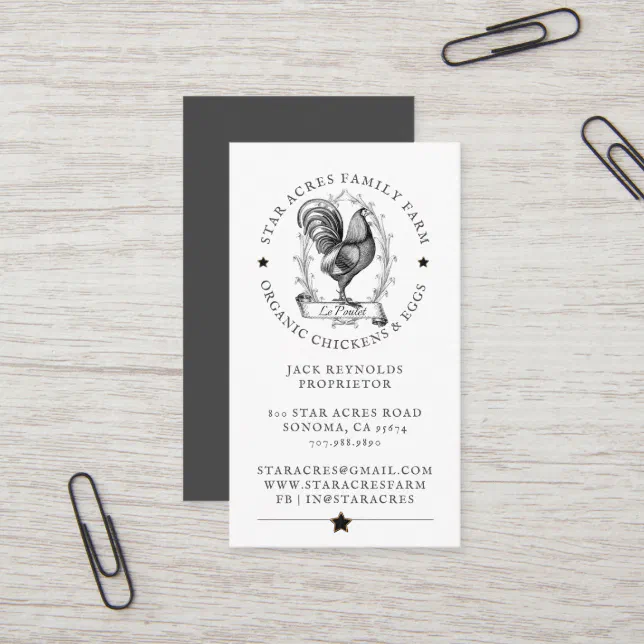 Rustic Vintage Hen Chicken Poultry Farm Business Card | Zazzle