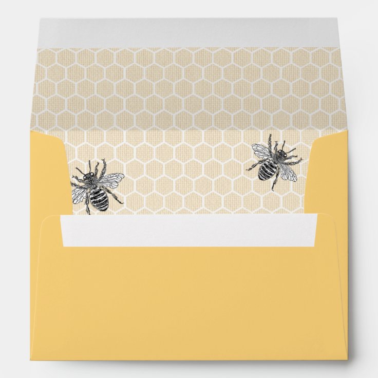 Rustic Vintage Honeycomb Bumble Bee Envelope | Zazzle