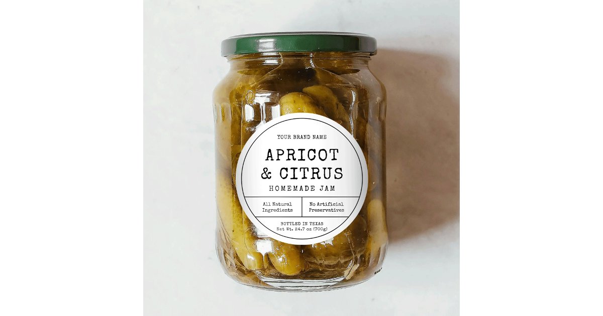 Rustic Vintage Large 70cl 1L Food Jar Lid Label | Zazzle