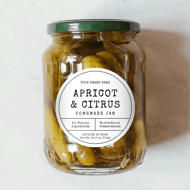 Rustic Vintage Large 70cl 1L Food Jar Lid Label | Zazzle