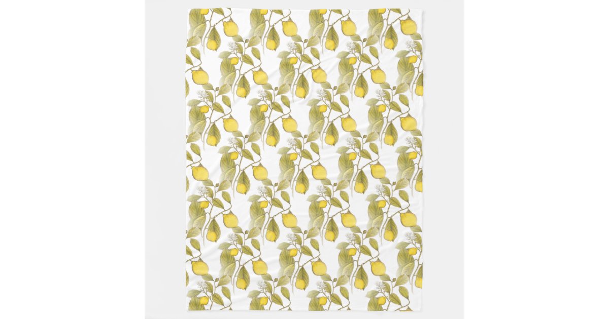 Rustic Vintage Lemon Tree Pattern Fleece Blanket | Zazzle