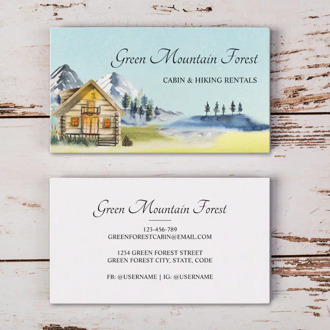 Rustic Vintage Mountain Cabin Lodge Business Card | Zazzle
