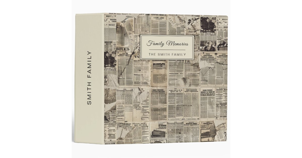 Rustic Vintage Newspaper Patchwork Collage (11) 3 Ring Binder | Zazzle