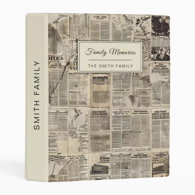 Rustic Vintage Newspaper Patchwork Collage (11) Mini Binder | Zazzle