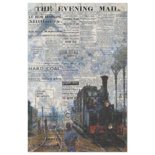 Rustic Vintage Newspaper Texture Decoupage Tissue Paper | Zazzle