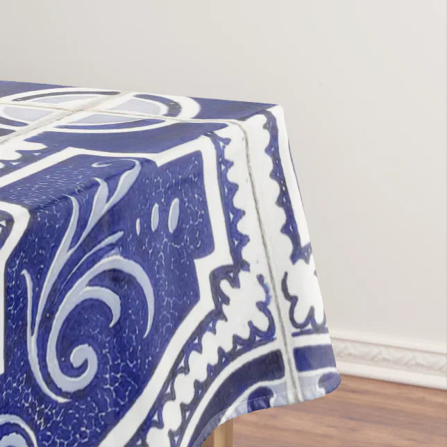 Rustic Vintage Portuguese Tiles Pattern - Azulejo Tablecloth | Zazzle