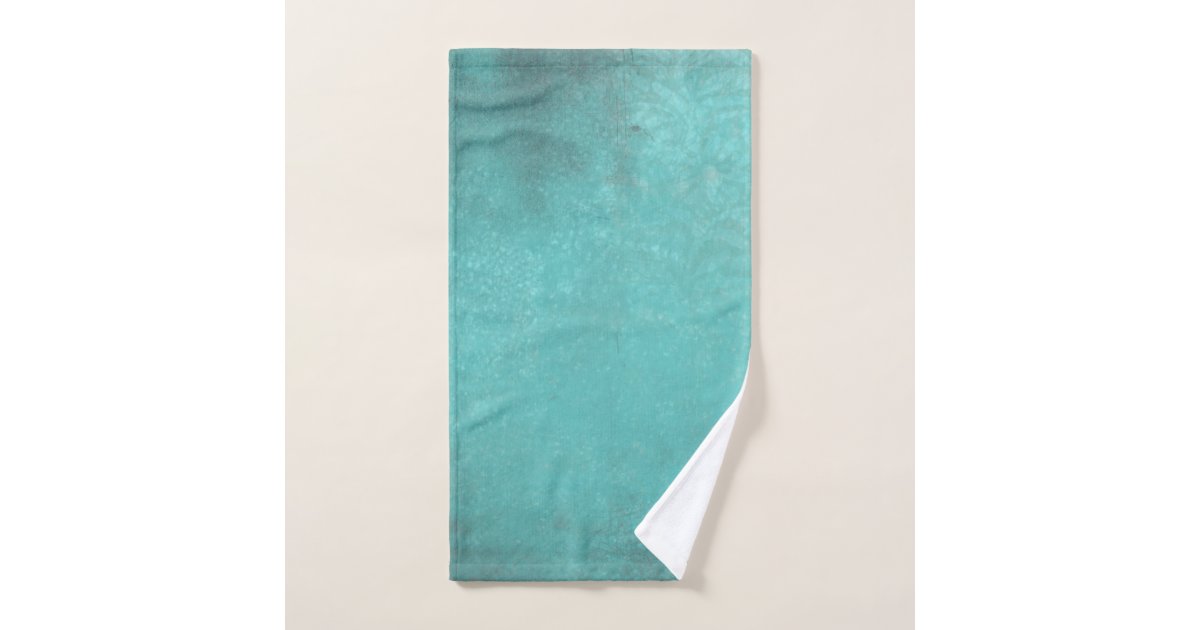 Rustic Vintage Print Turquoise | Hand Towel | Zazzle