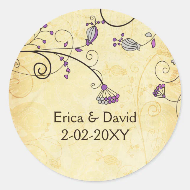 rustic vintage purple floral envelope stickers | Zazzle