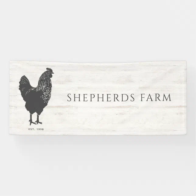 Rustic Vintage Rooster Farm Logo Apron Banner | Zazzle