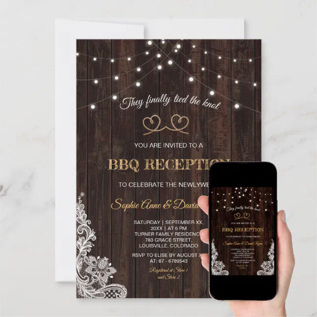 Rustic Vintage Rope Wood We Tied The Knot Invitation | Zazzle
