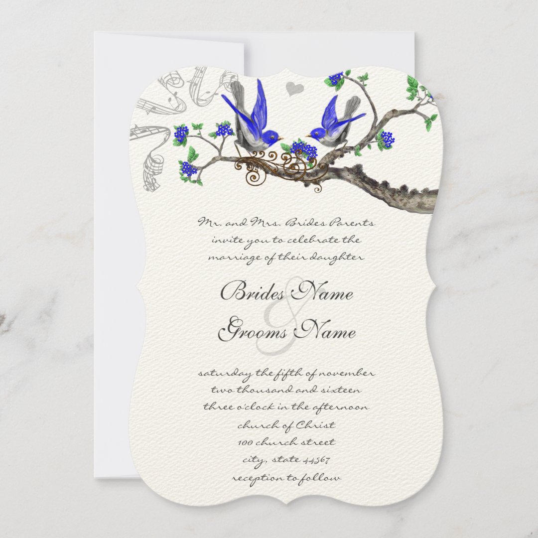 Rustic Vintage Royal Blue Wedding Invitations | Zazzle