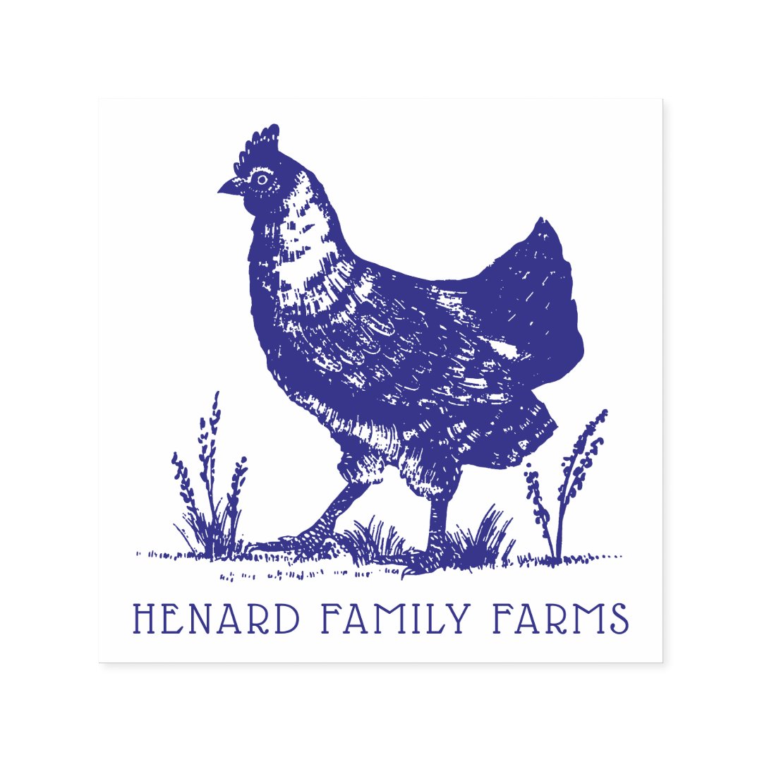 Rustic Vintage Sketch Style Farm Hen/Rooster Self-inking Stamp | Zazzle