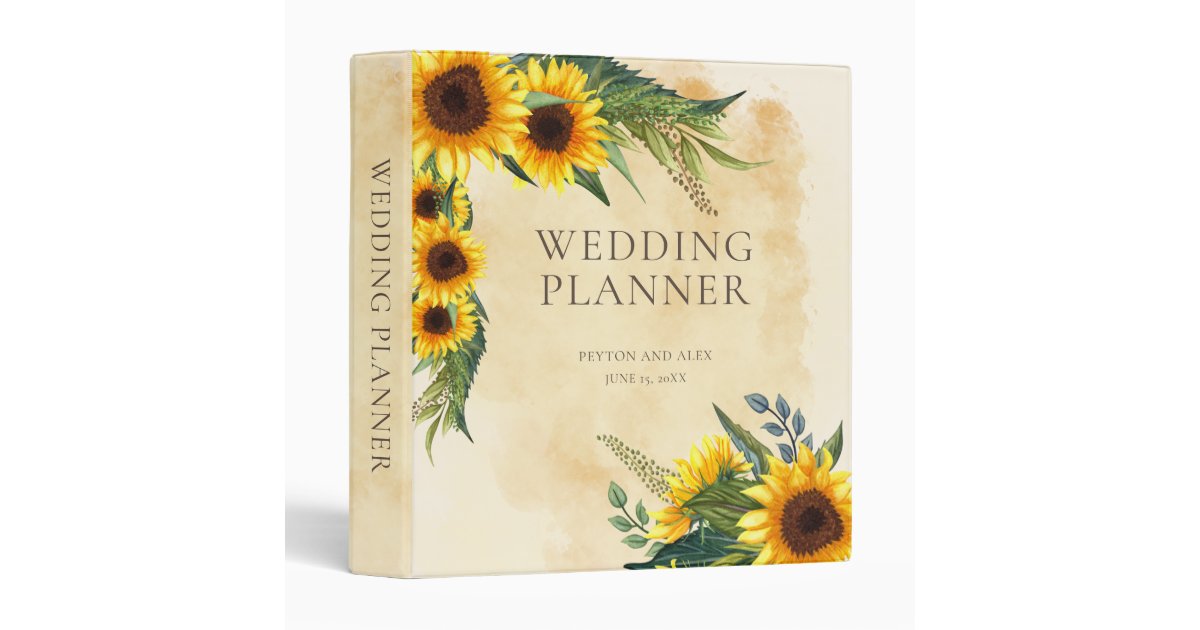 Rustic Vintage Sunflowers Wedding Planner 3 Ring Binder | Zazzle